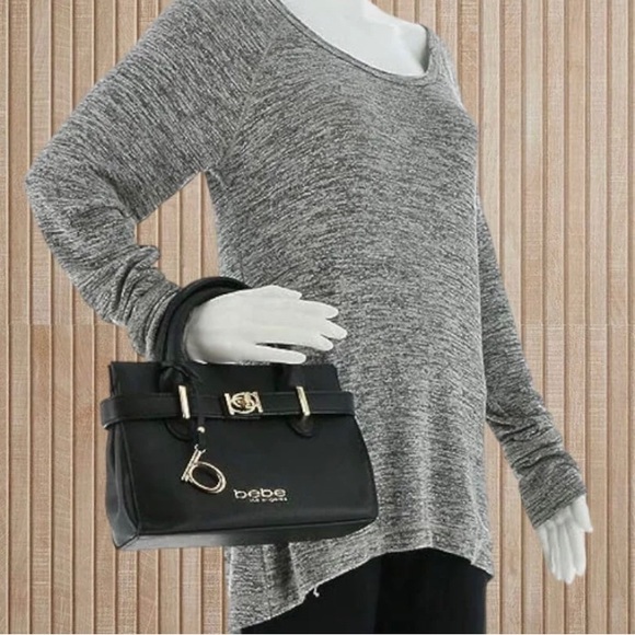 bebe | Bags | Bebe Evie Vegan Leather Belted Satchel Wcrossbody Strap ...